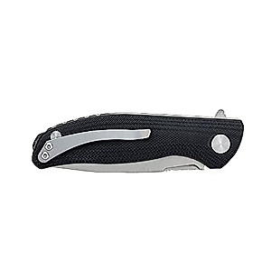 IVTT Survival Outdoor Folding Knife, EDC Multi Tool, Stainless Steel Blade with Satin Polished, G10 Handle, Bearing System, Good for Paring, Camping, Hiking, Cycling(Black)