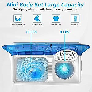 Giantex Portable Washing Machine, 2 in 1 Washer and Spinner Combo, 26lbs Capacity 18 lbs Washing 8 lbs Spinning, w/Timer Control, Built-in Drain Pump