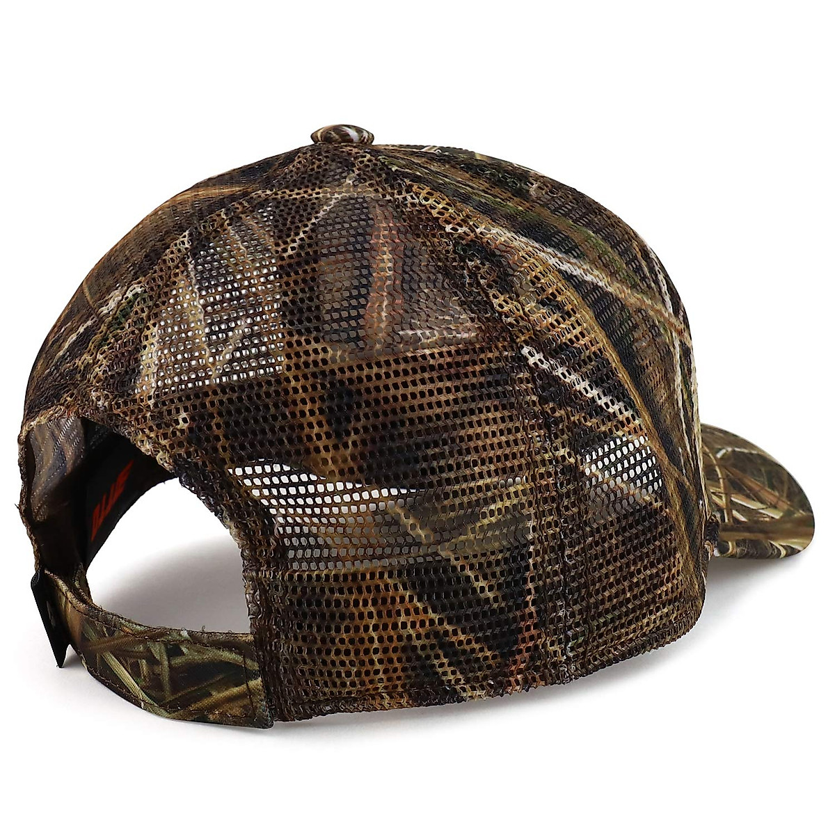 Armycrew Hunting Camouflage Outdoor Structured Camo Printed Trucker Mesh Cap - Shadow Grass