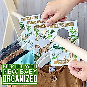 6 Hanger Dividers Baby Closet Size Dividers - Safari Baby Closet Dividers, Baby Closet Organizer For Nursery Organization, Baby Essentials For Newborn Essentials, Nursery Closet Dividers Girl or Boy