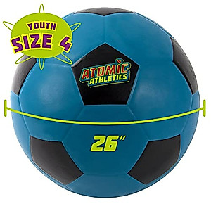 K-Roo Sports Atomic Athletics Neon Rubber Playground Balls - 6 Pack of Youth Size, includes Pump & Storage Bag - Soccer Ball