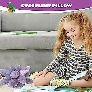 Succulent Pillow 17.7Inch Super Soft Imitation Rabbit Fur Succulent Plush Pillows Creative Plant Pillow Flower Shaped Decor Throw Pillow for Couch Sofa Bed Car Chair Cushion