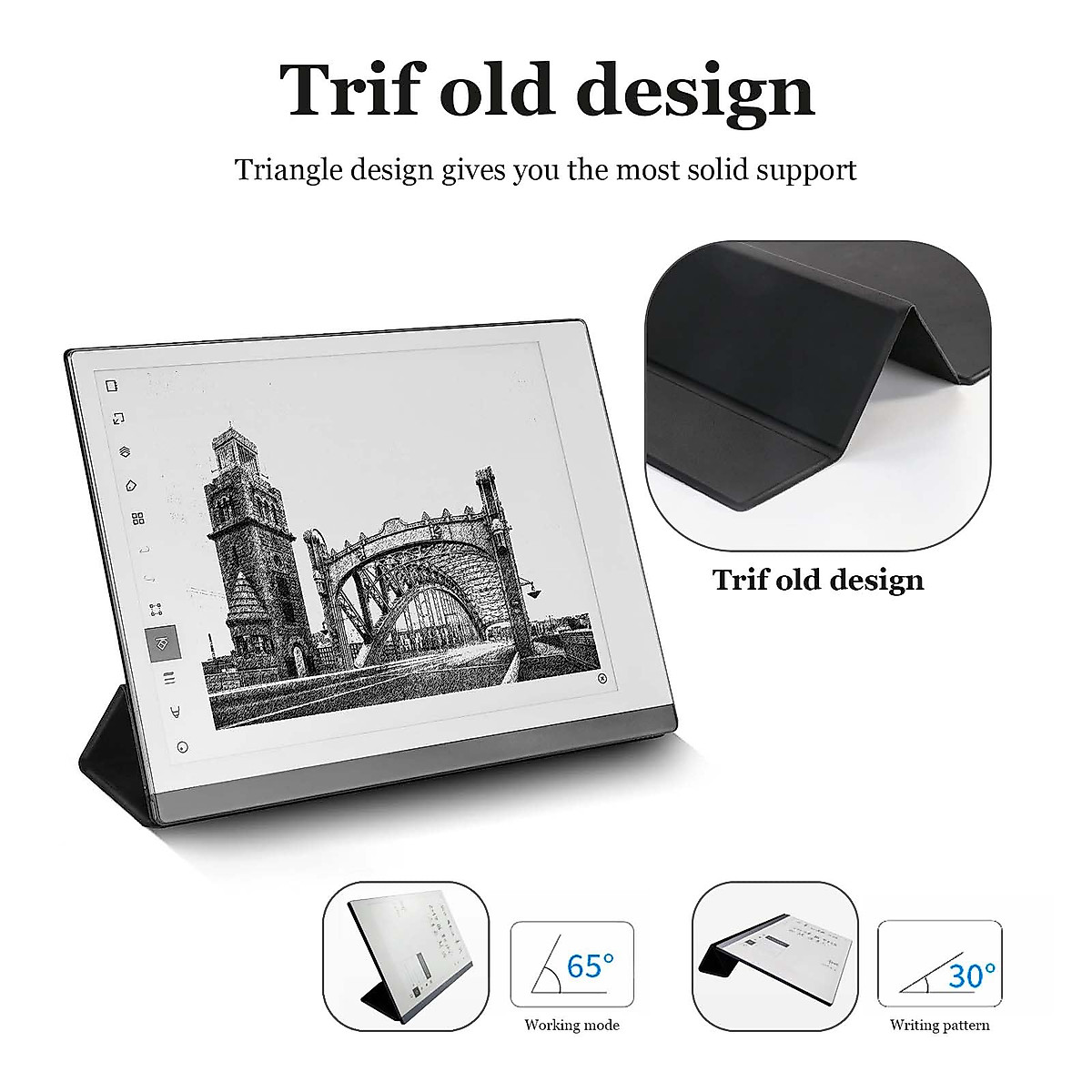 Replacement for Remarkable 2 Tablet Case Magnetic Case Cover for Remarkable 2 Digital Paper with Pencil Holder (Black)