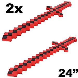 P&F Pack of 4 Light Up Classic Diamond Pixel Sword with Color Led Flashing & Sound