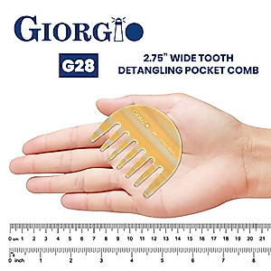 Giorgio G28 Wide Tooth Comb Detangling Comb, Pocket Comb and Travel Comb Wide Tooth Combs for Women for Thick Hair, Hair Detangler Comb For Wet and Dry Everyday Care. Handmade, Saw-Cut, and Polished