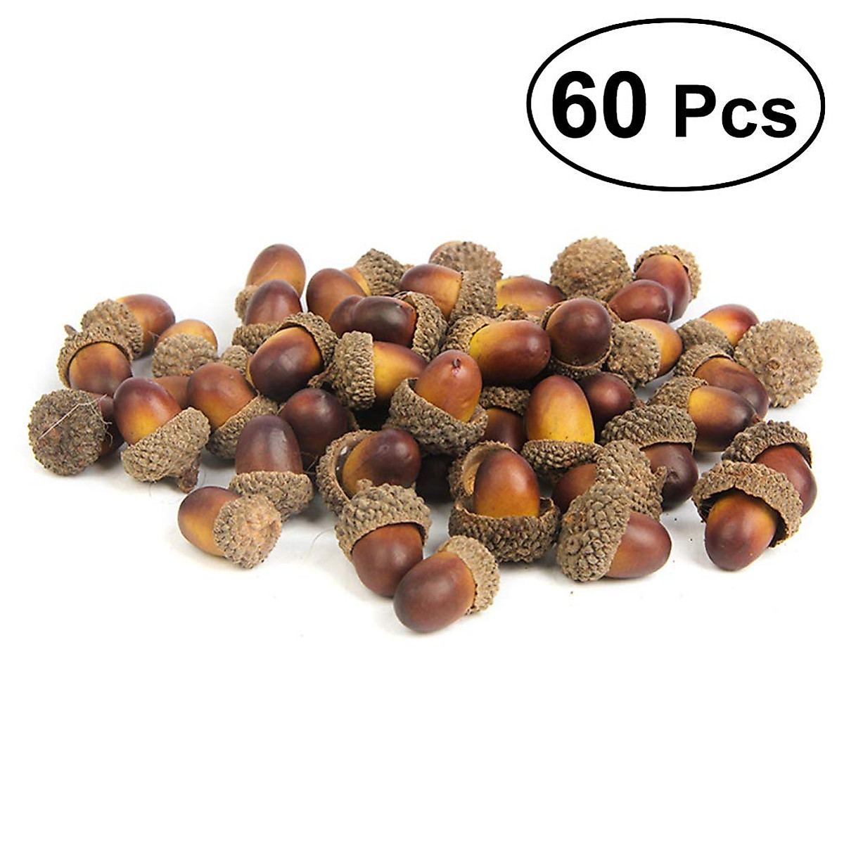Artificial Acorns 60pcs Lifelike Simulation Acorn with Natural Cap Small Lifelike Acorns Simulation Fruit Props for DIY Crafting Wedding Festival Party Favor