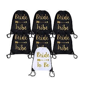7 Pieces Bride and Bride Tribe Drawstring Bags,Wedding Drawstring Gift Bag for Bridesmaids Bridal Party Supplies …