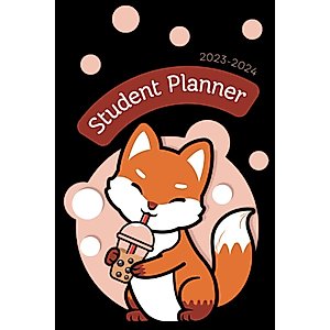 Student Planner: Boba Tea Fox Academic Calendar Agenda | Schedule Organizer | School & College | August to June