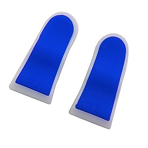 1 Pairs L2 R2 Trigger Extenders Buttons Adjustable Rubber Extended with 2 x Joystick Thumb Stick Grip Case Cover Cap for Playstation 4 PS4 Controller (White-Blue)