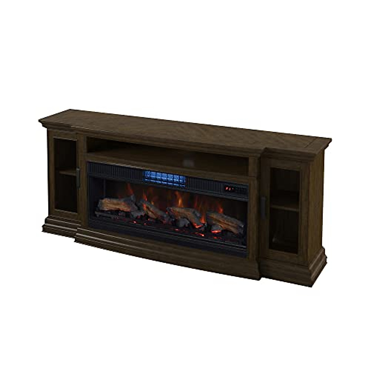 ClassicFlame 72" CoolGlow TV Stand with Electric Fireplace, 72.0" W x 17.38" D x 30.13" H, Buxton Brown