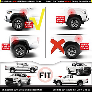 A-Premium Mud Flaps Splash Guards Mudguards Mudflaps [W/Hardware Accessories] Compatible with Toyota Tacoma 2023-2016, [Doesn't Fit SR], Set of 4PCS, Front and Rear (Driver & Passenger Sides)