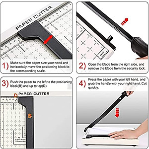 A4 Paper Trimmer Paper Cutter Heavy Duty Metal Base Trimmer Gridded Paper Photo Guillotine Craft Machine 12 inch Cut Length 10 Sheets Capacity for Office Home Use