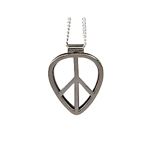 PICKRING Peace shape Guitar Pick Holder Necklace/Guitar Picks Keeper Storage Pendant Necklace Musicians Gifts (Metal Black)