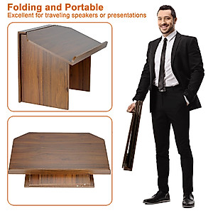 foriy Foldable Desktop Lectern Tabletop Podium Portable Lectern Book Stand Presentation Podium for Churches Restaurants Classrooms Conference Room 26.7''L x 15''W x 18.5''H