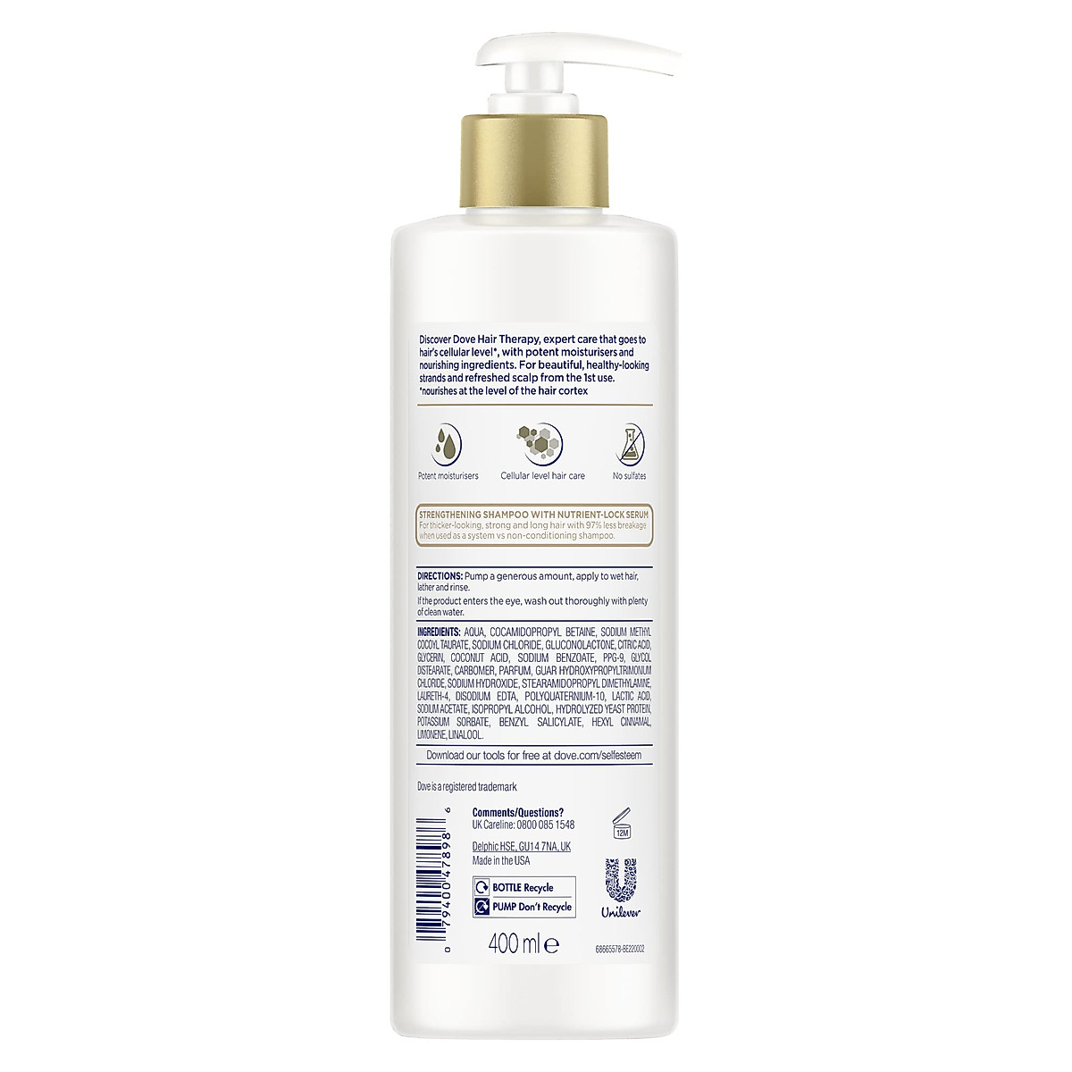 Dove Hair Therapy Shampoo for Damaged Hair Breakage Remedy Hair Shampoo with Nutrient-Lock Serum 13.5 fl oz
