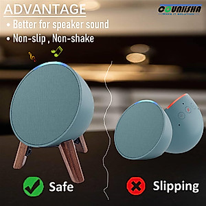 Real Wood Stand for Echo Pop Speaker (Newest Model),Tripod Accessories Holder for Better Sound,Secure Sturdy Wooden Table Mount for Alexa Pop (Walnut)