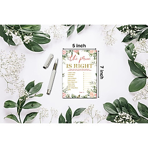 Baby Shower Games for Boys or Girls - The Price is Right Baby Shower Game - Floral Greenery Gender Reveal Party/Baby Bump Party Supplies Activities - Pack of 30 Game Cards(A06)