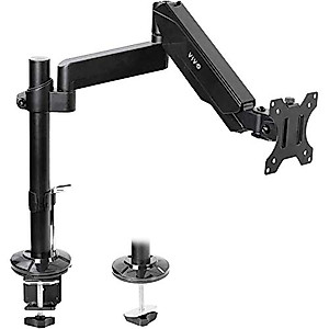 VIVO Heavy Duty Articulating Single Pneumatic Spring Arm Desk Mount Stand, Fits 17 to 32 inch Standard Screens or 43 inch Ultrawides up to 26.4 lbs with Maximum VESA 200x100mm, STAND-V101H
