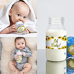 40 Pieces Sunflower Baby Shower Water Bottle Labels Floral Water Bottle Labels Waterproof Sunflower Bottle Sticker Labels for Baby Shower Gender Reveal Birthday Baby Sprinkle Party Decoration Supplies