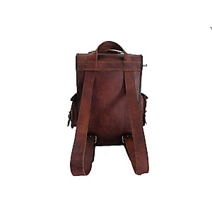 DHK 15" Brown Vintage Leather Backpack Laptop Messenger Bag Rucksack Sling for Men Women