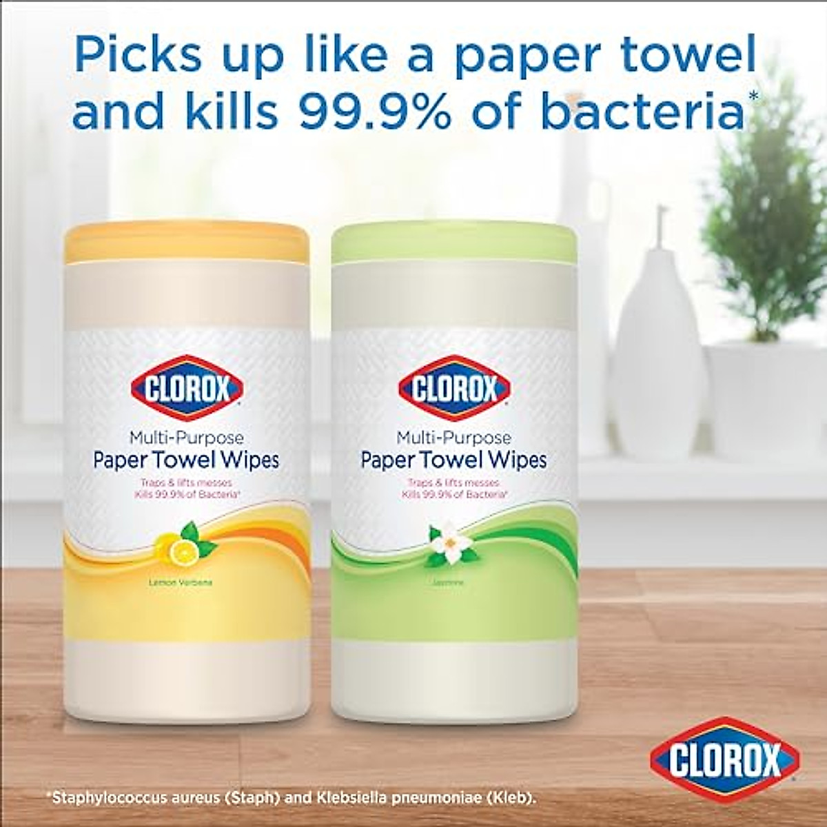 Clorox Multi-Purpose Paper Towel Wipes, Trap and Lift Messes Like a Paper Towel and Kills 99.9% of Bacteria*, Sanitizing Wipes, Jasmine Scent - 75 Wipes