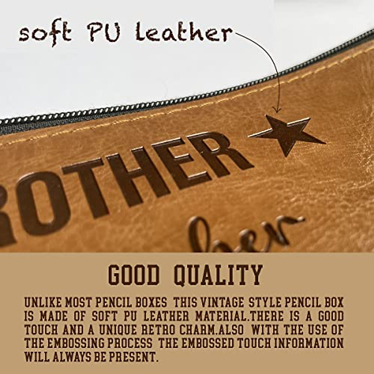 QQILIREN Inspirational Son Gift from Mom to My Son Pencil Case Pen Pouch Engraved Leather Pencil Bag Vintage I Love You Zipper Pouch for Students Graduation Travel Office Work Accessories