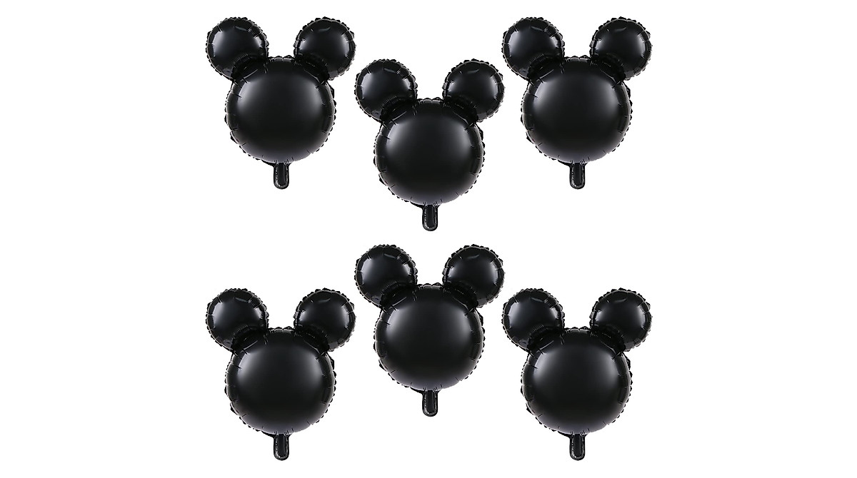 LIYDE 6 Pack Black Mouse Head Balloons for Birthday & Baby Shower