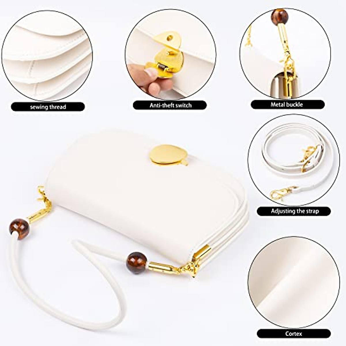 E&E&E Shoulder Bags for Women PU Retro Bag Tote Handbag Hobo Handbag Fashionable for Women with 2 Removable Strap Mini Flap Crossbody Bag Purse
