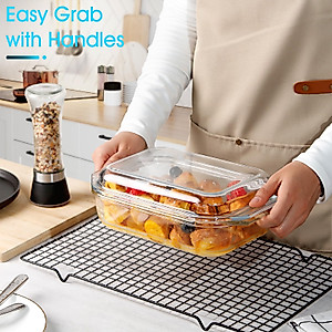 NUTRIUPS 1.4QT Small Glass Casserole Dish With Glass Lid, (8.5×6.1in) Tempered Glass, Glass Casserole Dish for Oven，Rectangular Casserole Dish with Lid