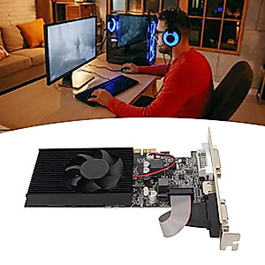 GT610 1GB DDR3 Graphics Card, 64bit 1800MHz Computer Video Card with Cooling Fan, DVI, VGA, HDMI, PCIe X16 2.0 Bus