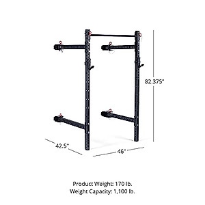 Titan Fitness T-3 Series 82-inch Wall Mounted Folding Power Rack, Space Savings Rack, Folds up to 5â€ from the Wall