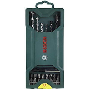 Bosch Home and Garden 2607019579 15pc Mixed Mini X-Line Drill/Driving Set, Silver/Black