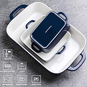 Sweejar Ceramic Bakeware Set, Rectangular Baking Dish for Cooking, Kitchen, Cake Dinner, Banquet and Daily Use, 9x13 Casserole Dishes for Oven Porcelain Baking Pans (White)