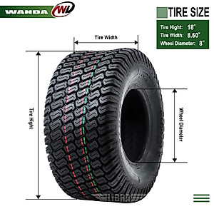 WANDA Set 2 18x8.50-8 Lawn Mower Utiility Cart Turf Tires 18X8.5X8 P332-13028