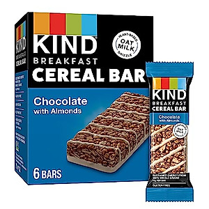 KIND Breakfast Cereal Bars, Gluten Free Snacks, Chocolate with Almonds, 9.3oz Box (6 Bars)