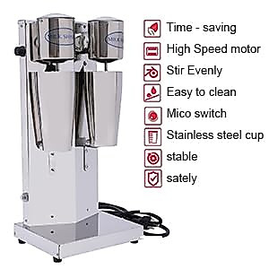 Commercial Electric Milkshake Maker, Electric Milk Shakers Blenders Stainless Steel Milk Shaking Machine Drink Mixer Drinks Maker Machine Smoothie Blenders 16000RMP (Double Head) (Type 2)