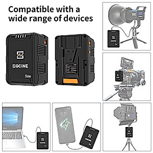 ZGCINE S200 V-Mount Battery 199Wh 14.8V with Dual DC/USB-C/D-TAP Ports for Video Camera Camcorder Broadcast,V-Lock Battery Compatible with BMPCC 4K 6K Pro/ZCAM/Canon EOS R5C/Sony FX3