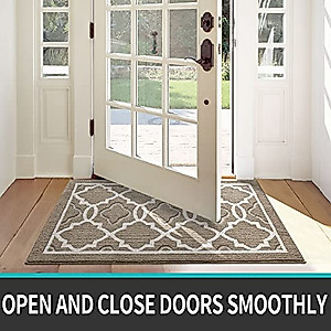 DEXI Indoor Door Mat, 36"x24" Non-Slip Low-Profile Entrance Rug, Absorbent Machine Washable Front Doormats for Back Door, High Traffic Areas, Sandrift Brown