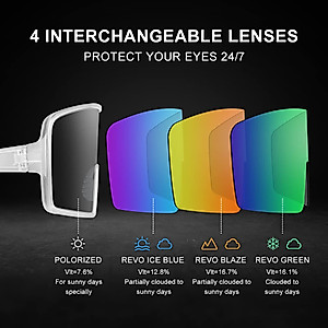 ZHA ZHA Oversize Sports Sunglasses, 100% UV Protection Riding Baseball Cycling Glasses with 4 Lenses for Men Women