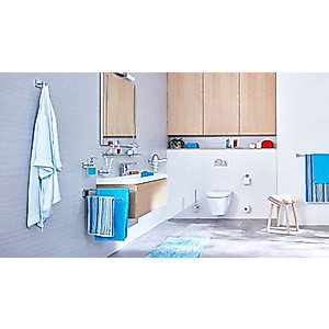 tesa EKKRO Bathroom Hook - No Drill Chromed Metal Self-Adhesive Hook for The Bathroom in Round Design - Stainless - Waterproof - Includes Removable Glue Solution