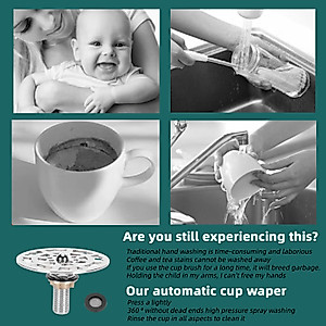 Professional Bar Glass Rinser Faucet Head Stainless Steel Automatic Cup Washer Cleaner Accessory for Bar Hotel Cafe Restaurant Kitchen Sink Accessories