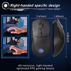 ELECOM V Custom VM600PE Wireless Gaming Mouse, 26K DPI Optical Sensor, 75g Ultra Lightweight, RGB LED, Rechargeable 95 Hr Battery Life, 8 Programmable Buttons, 100 Million Clicks, Grip Tape (Black)