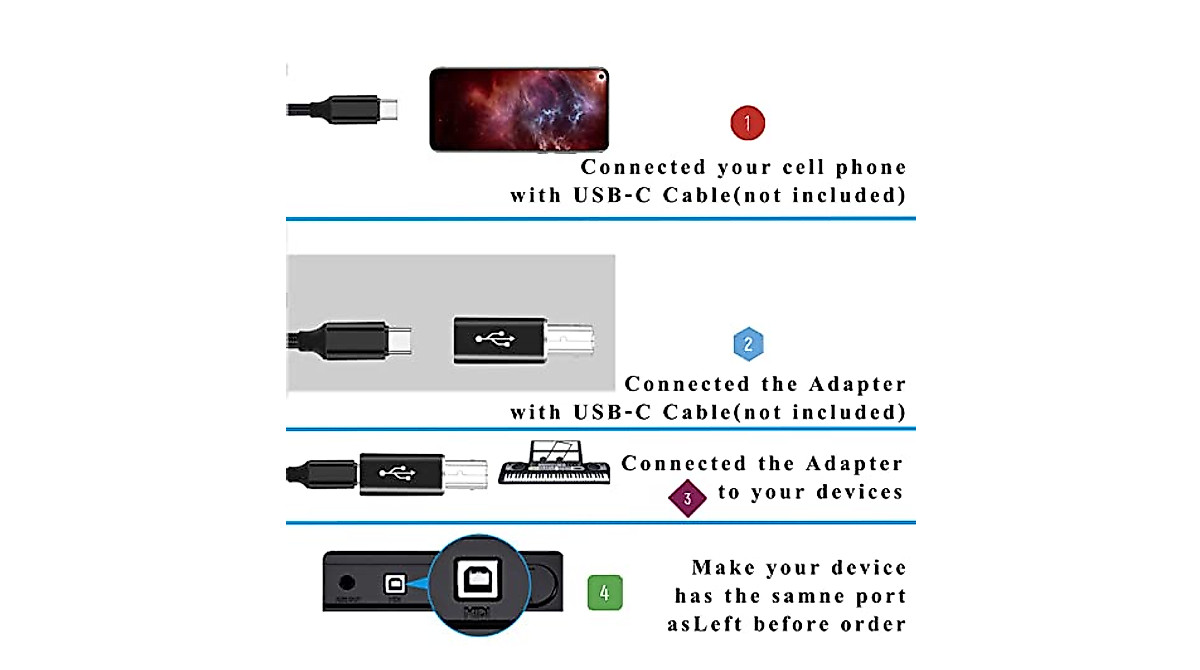 USB C to Printer Adapter - USB Type-C to USB Type-B Converter Pack of 2