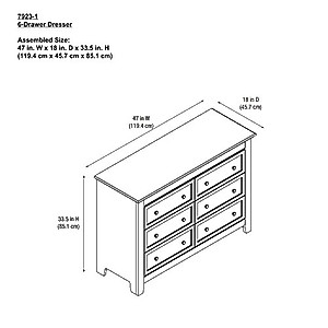 Baby Relax Tia 6-Drawer Dresser, White
