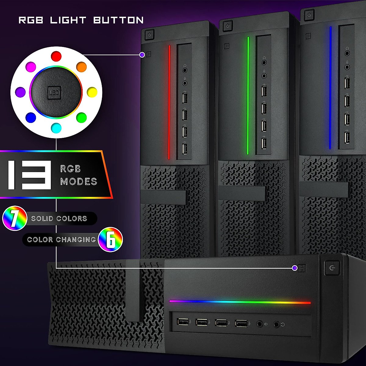 Dell Desktop Computer PC w/RGB Lighting | Intel Quad-Core i5 | 16GB DDR3 RAM | 240GB SSD | WiFi + Bluetooth | Windows 10 (Renewed)