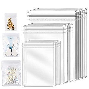 SAVITA 150pcs 3 Sizes Clear Earring Bags, PVC Plastic Self-seal Zipper Waterproof Bags Thickened Reusable Storage Pouch for Jewelry Rings Necklace Bracelet Small