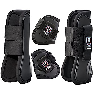 Harrison Howard Horse Tendon Boots Open Front/Fetlock Boot for Horse Protective Boots for Jumping, Trail Riding Set of 4