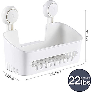 Bathroom & Kitchen Organizer, Shower Caddy, Shelf Storage, No-Drilling Easy Installation, Wall Mounted Suction Cup, Heavy Duty Strength, Removable, White (AW639)