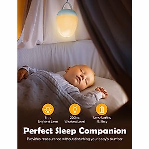 JolyWell Night Lights for Kids with Stable Charging Pad, Touch Control&Timer Setting, ABS+PC Baby Egg Lamp for Breastfeeding，Blue