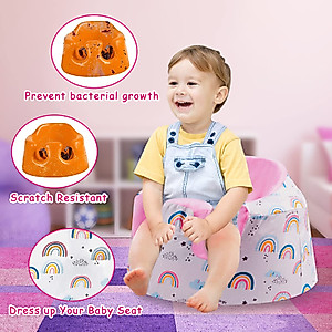 SMTTW Seat Cover Compatible with Bumbo Seat, Summer Cooling Breathable Seat Cover with Portable Hand Belt for Baby Boy Girl (Pink Rainbow)